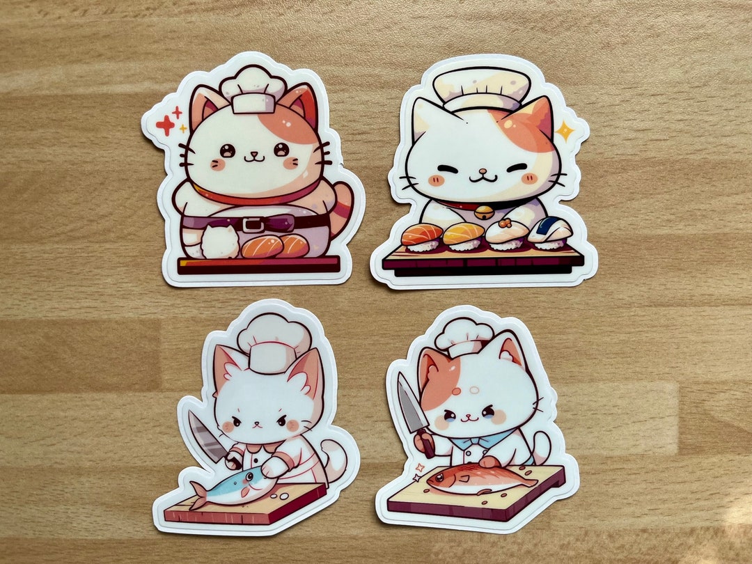 Cute Kawaii Cat Chefs Sticker Set - Etsy
