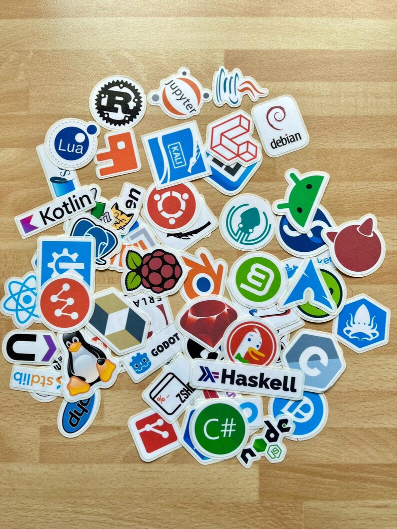 Open Source Software and Programming Language Logos 68 Pieces of Laptop ...