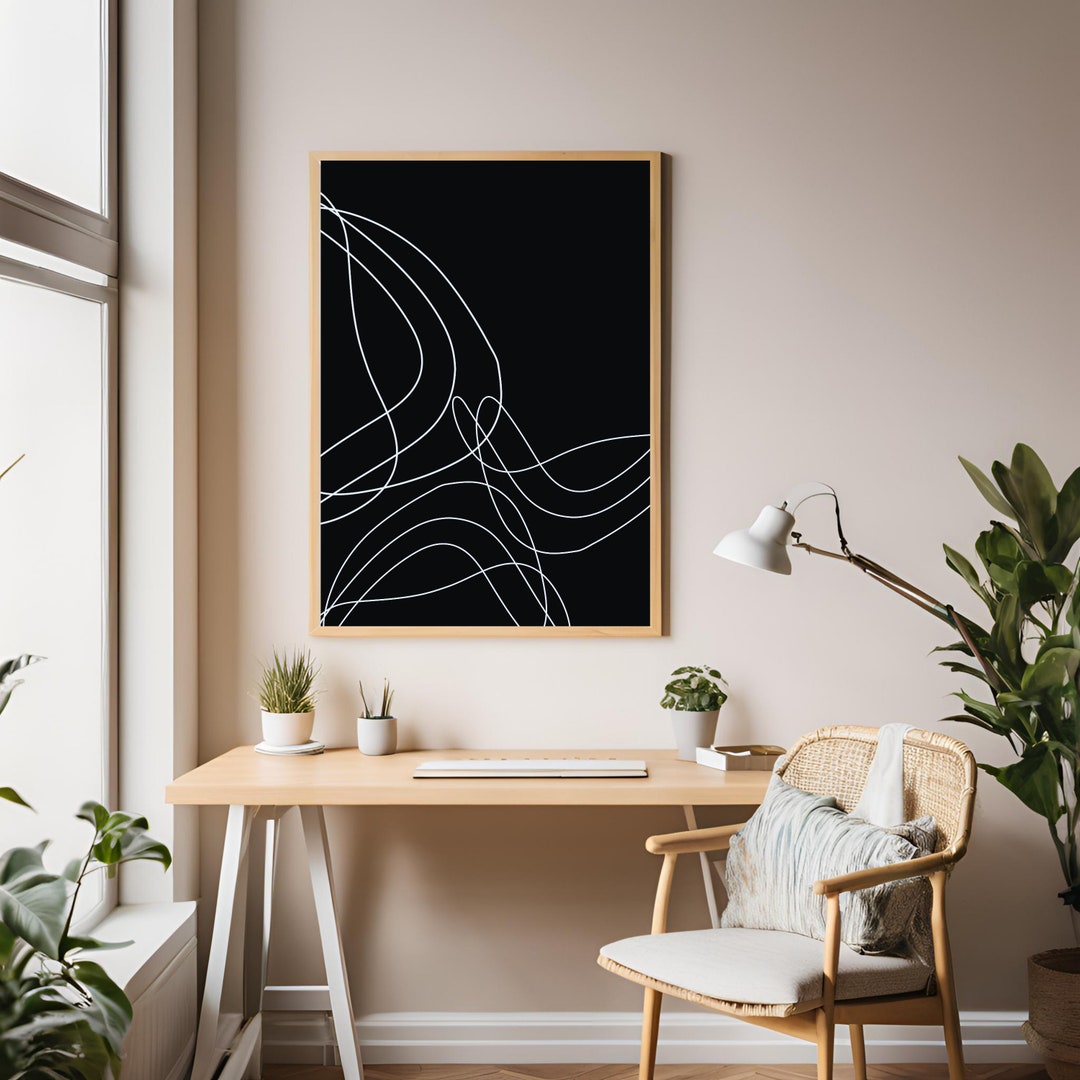 Modern Abstract Art Minimal Black and White Bauhaus Print Minimalist ...