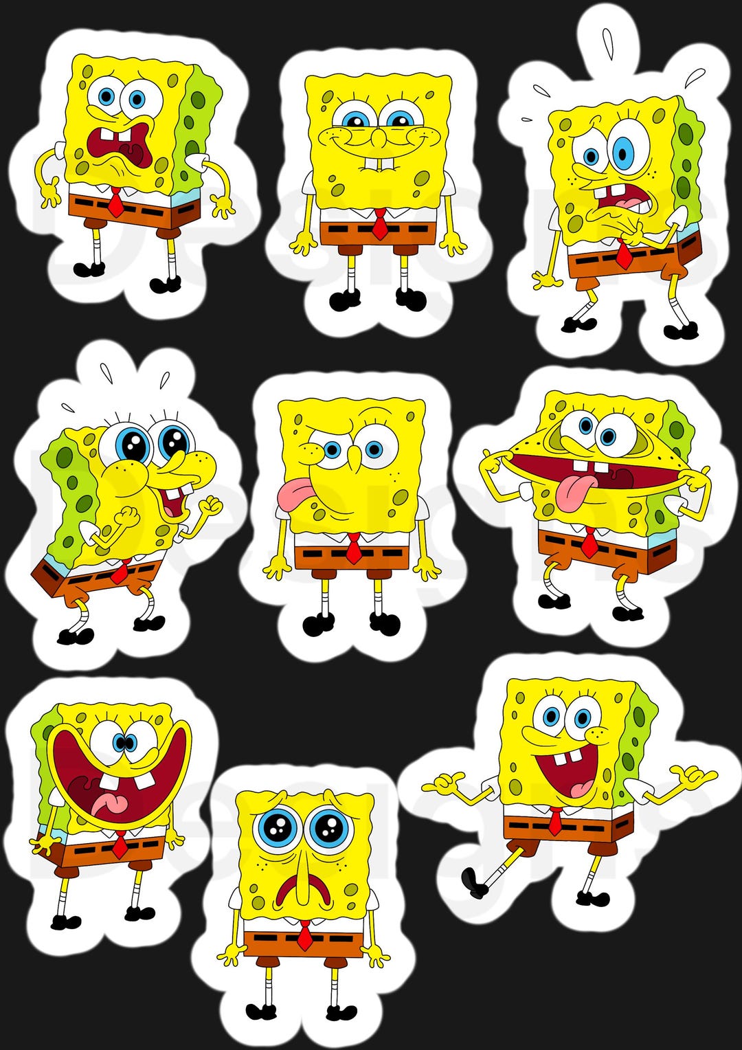 Sponge Bob Stickers Digital Download for Decor, Crafting & Scrapbooking ...