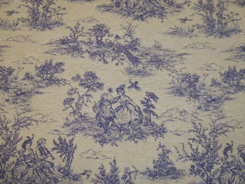 Round Toile De Jouy Tablecloth , Vintage Tablecloth , French Tablecloth ...