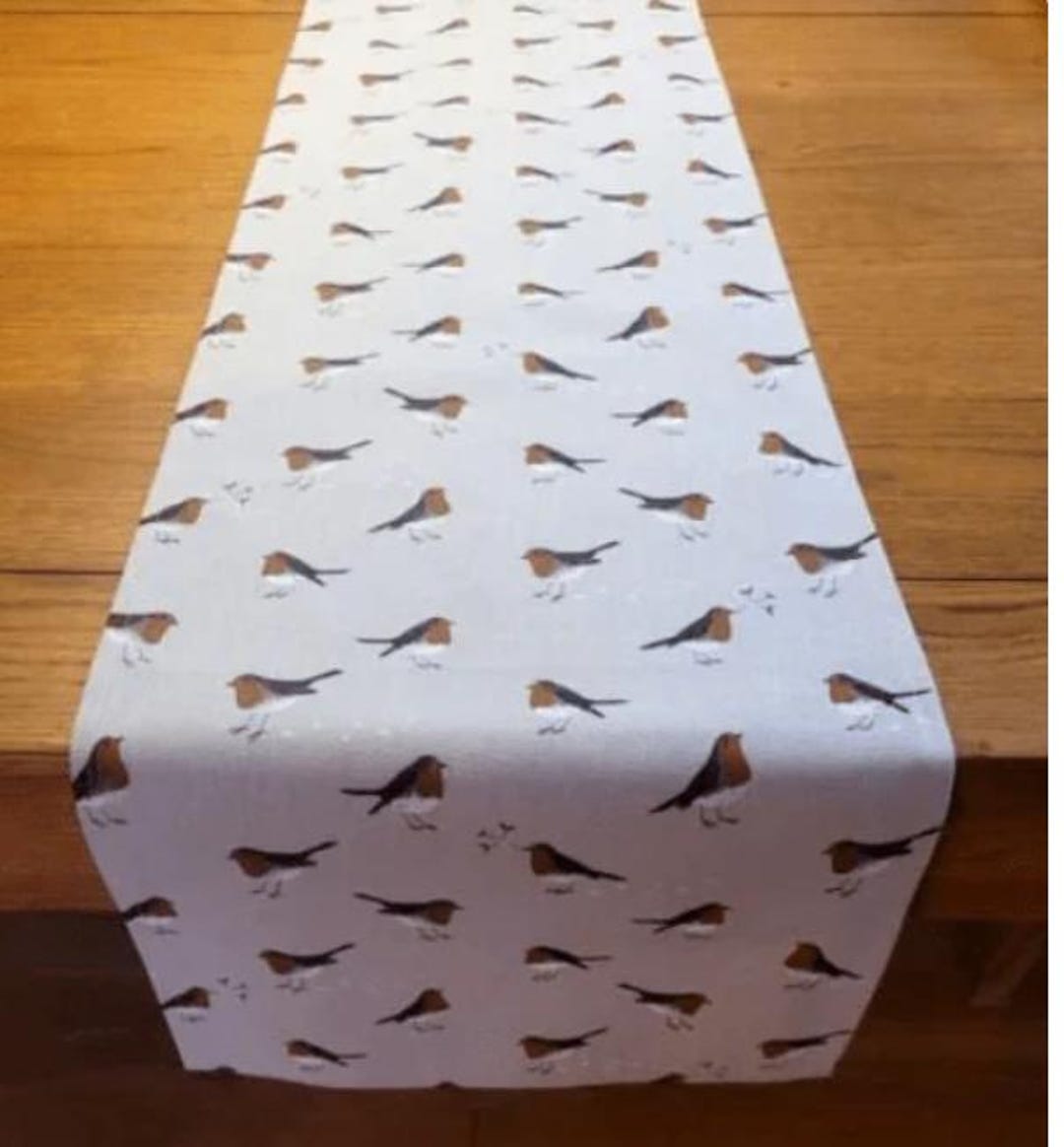Sophie Allport Robin Neutral Christmas Table Runner , Christmas Table ...