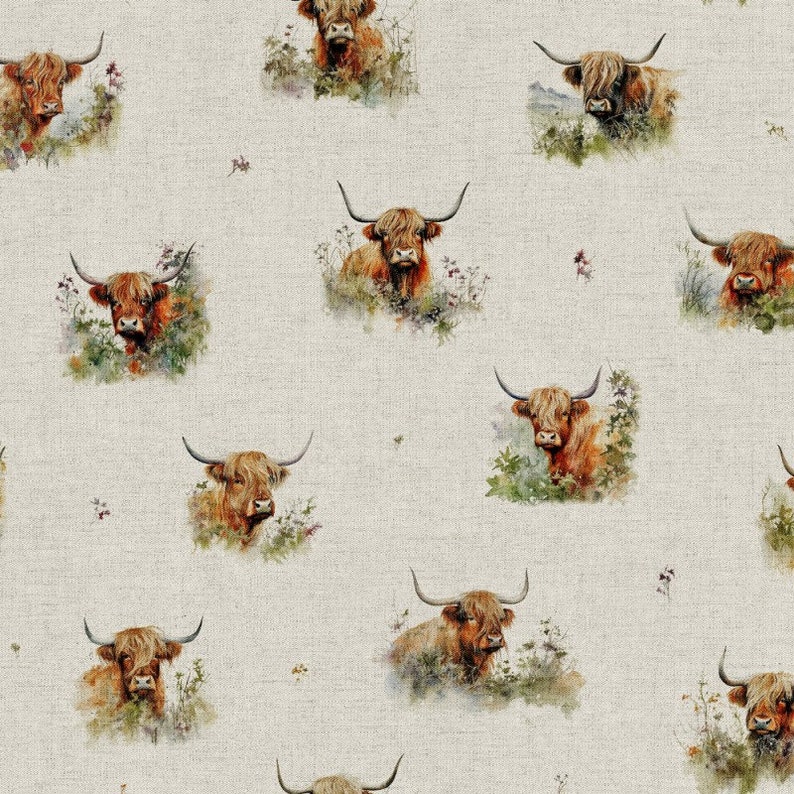 Highland Cow Cows Farm Tablecloth , Linen Look Tablecloth , Round ...