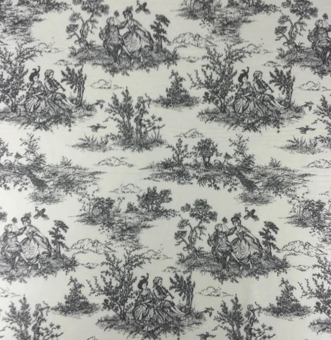 Toile De Jouy Tablecloth Black , Vintage Tablecloth , French Tablecloth ...