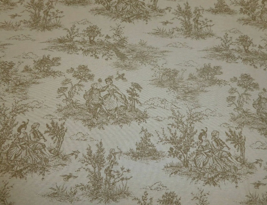 Toile De Jouy Tablecloth Beige , Vintage Tablecloth , French Tablecloth ...