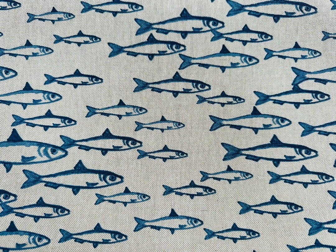 Sardine Fish Tablecloth , Nautical Marine Linen Look Tablecloth , Round ...