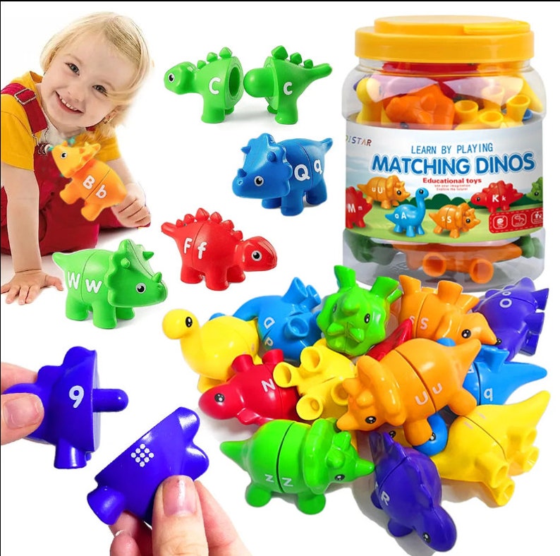 Dinosaur Matching Letters and Numbers - Etsy