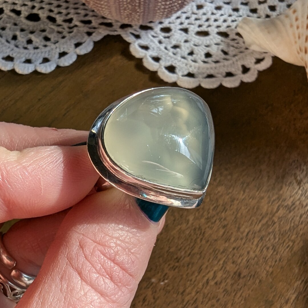 926 Sterling Silver Milky White Chalcedony Statement Ring - Etsy