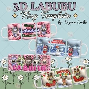 15 Designs Labubu 3D Puff Inflated 11oz Coffee Mug Template | Digital ...