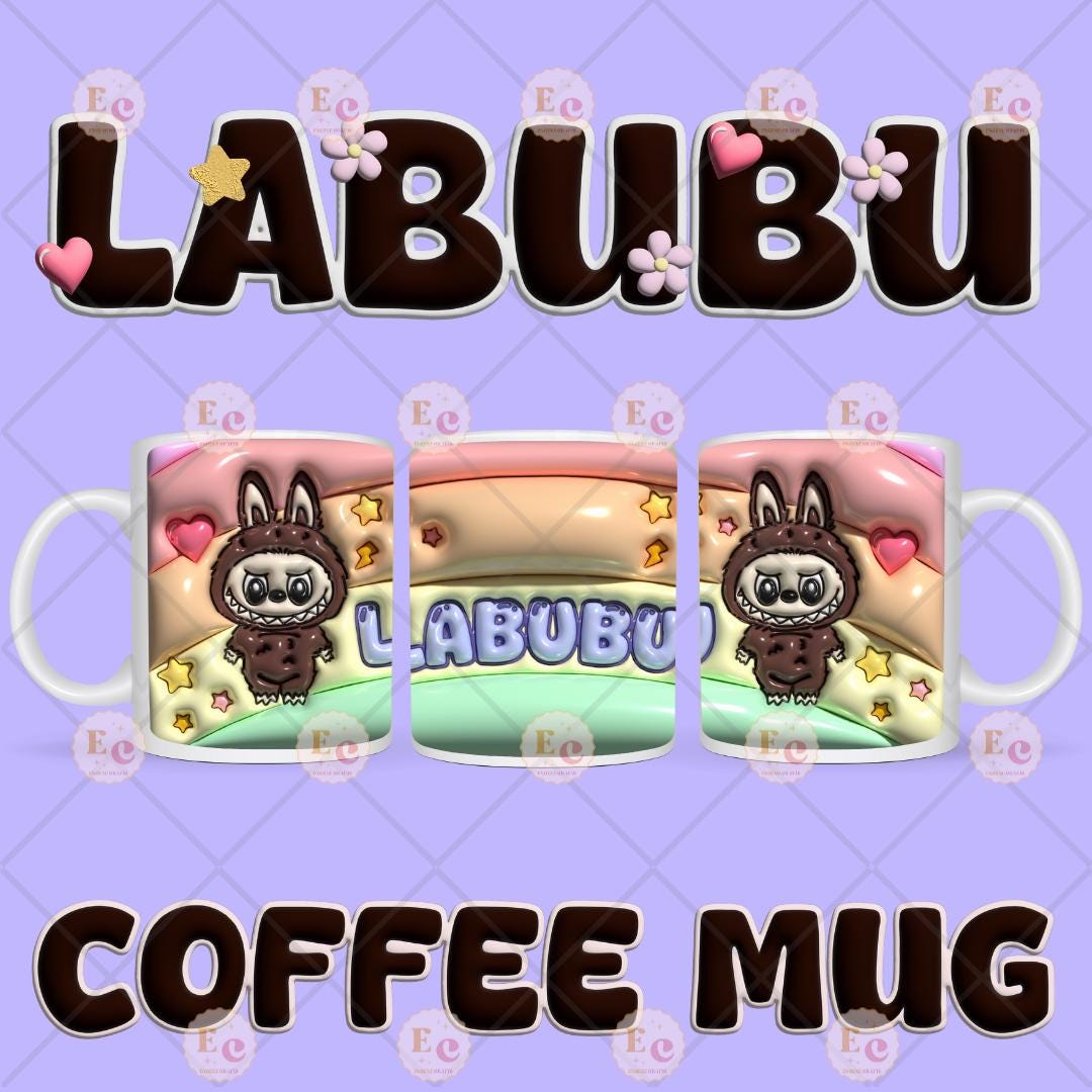 15 Designs Labubu 3D Puff Inflated 11oz Coffee Mug Template | Digital ...