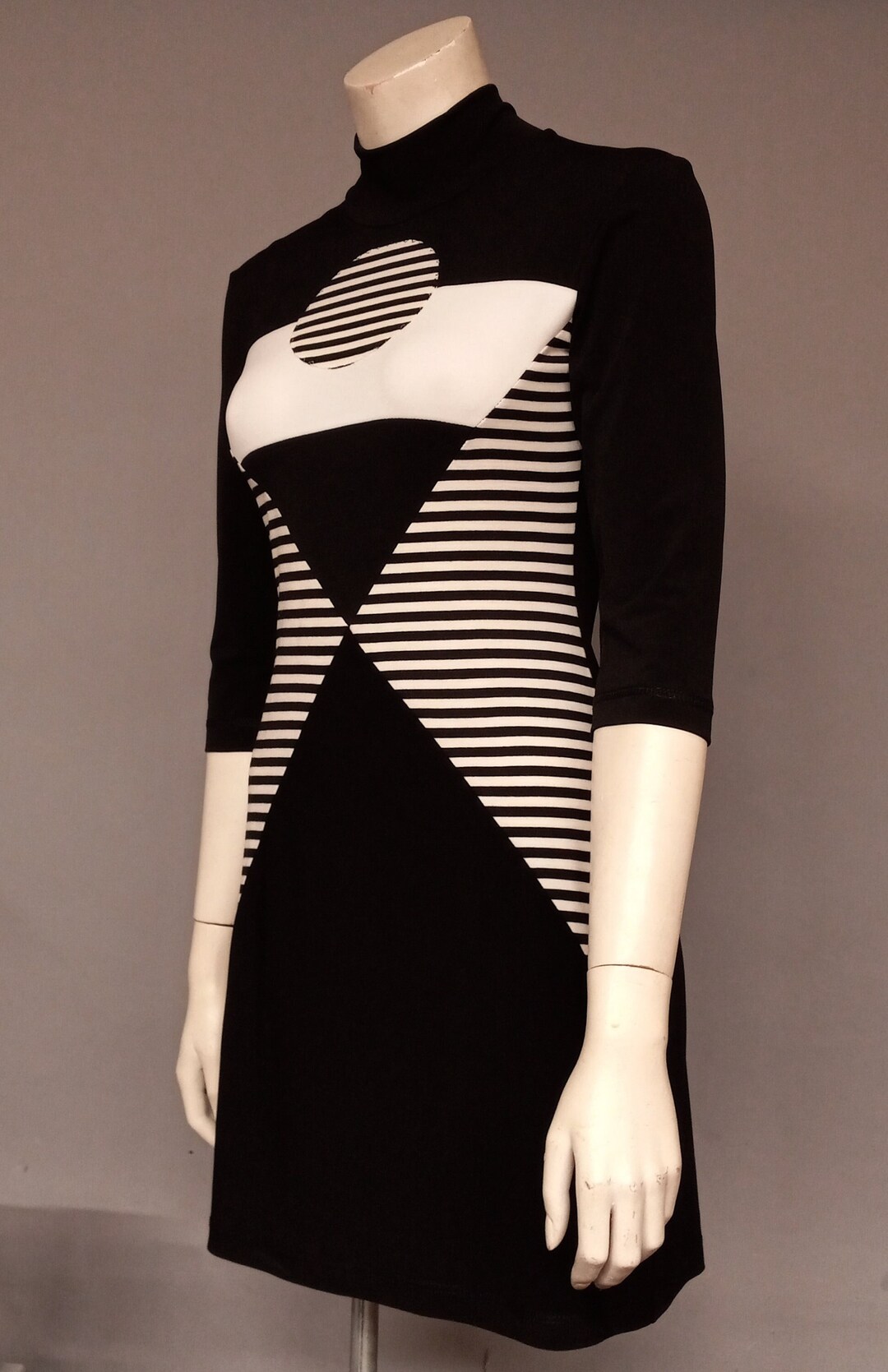 60s Space Age Mod Colorblock Mini Dress Op Art Mid Century Atomic ...