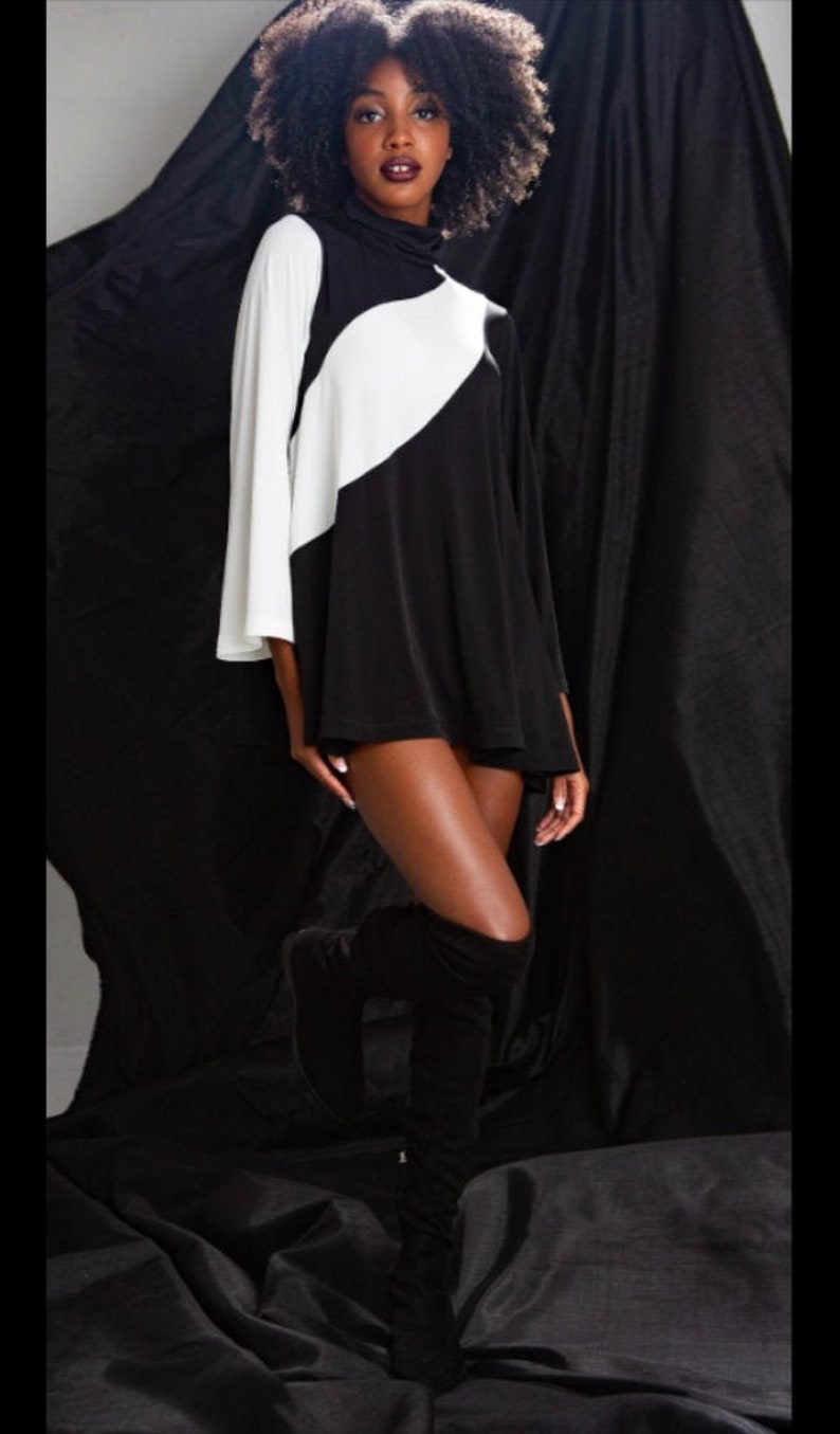 Split-tone Bicolor Two Tone Black and White Dress - Etsy