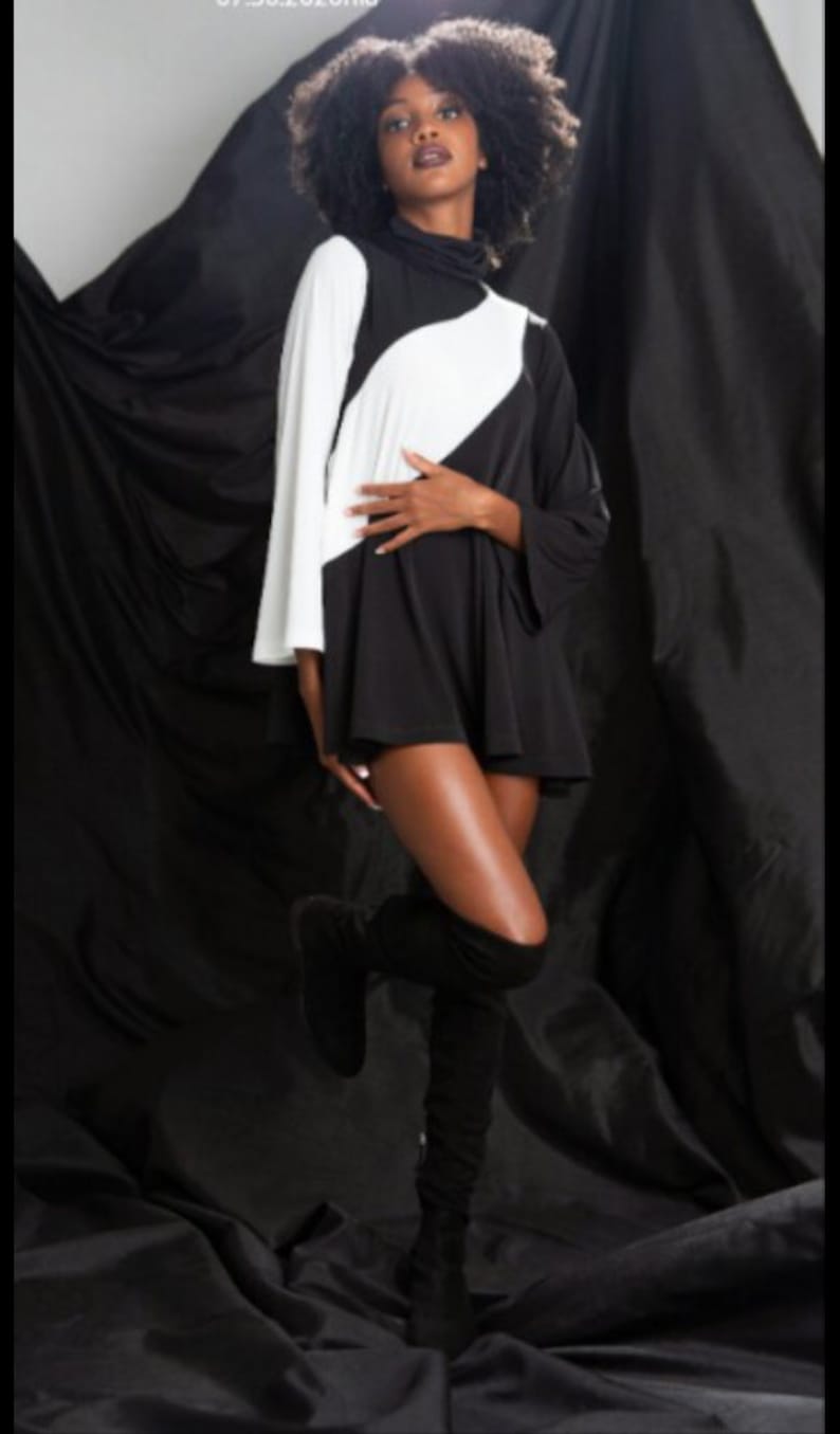 Split-tone Bicolor Two Tone Black and White Dress - Etsy