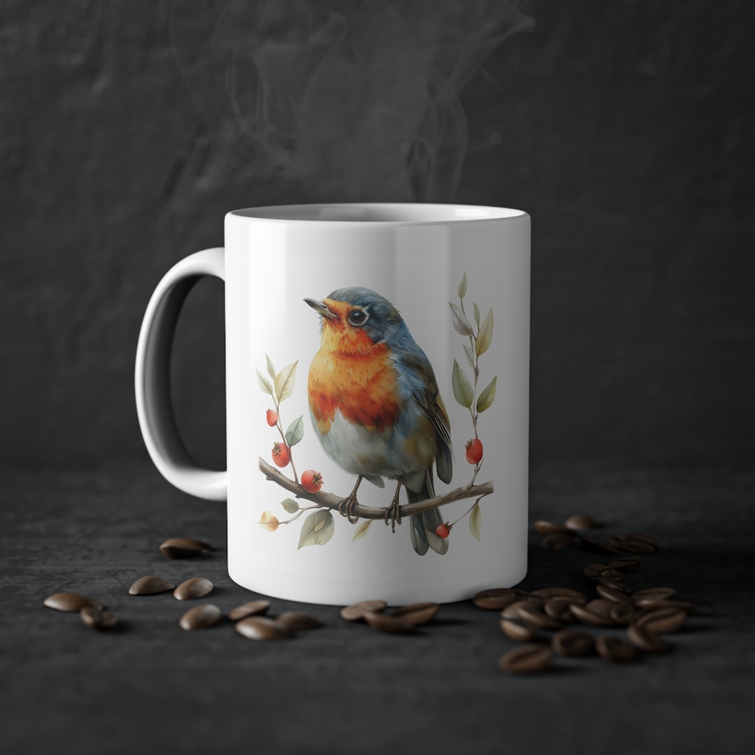 Cute Garden Bird Robin Mug, Bird Lovers, Birthday Gift, Gift for Him ...
