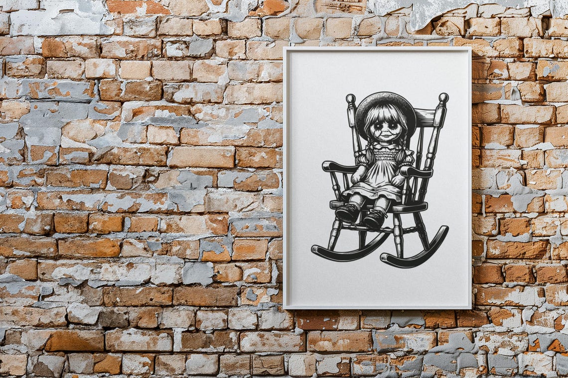 Creepy Doll in Rocking Chair Clipart: Hello Dolly Vector Illustration ...