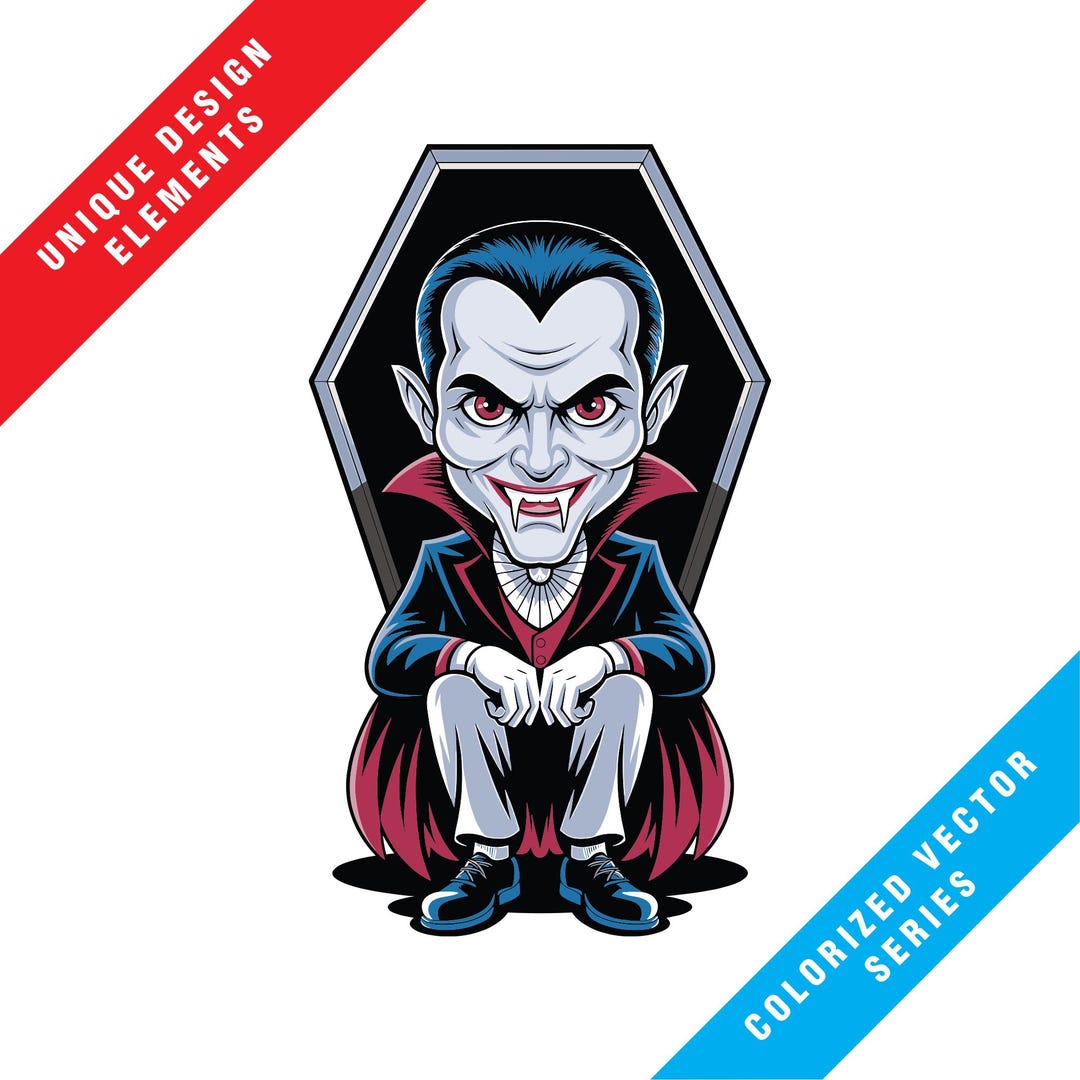 Chibi Vampire in Coffin Clipart Bundle - Color Vector EPS, SVG, PNG ...