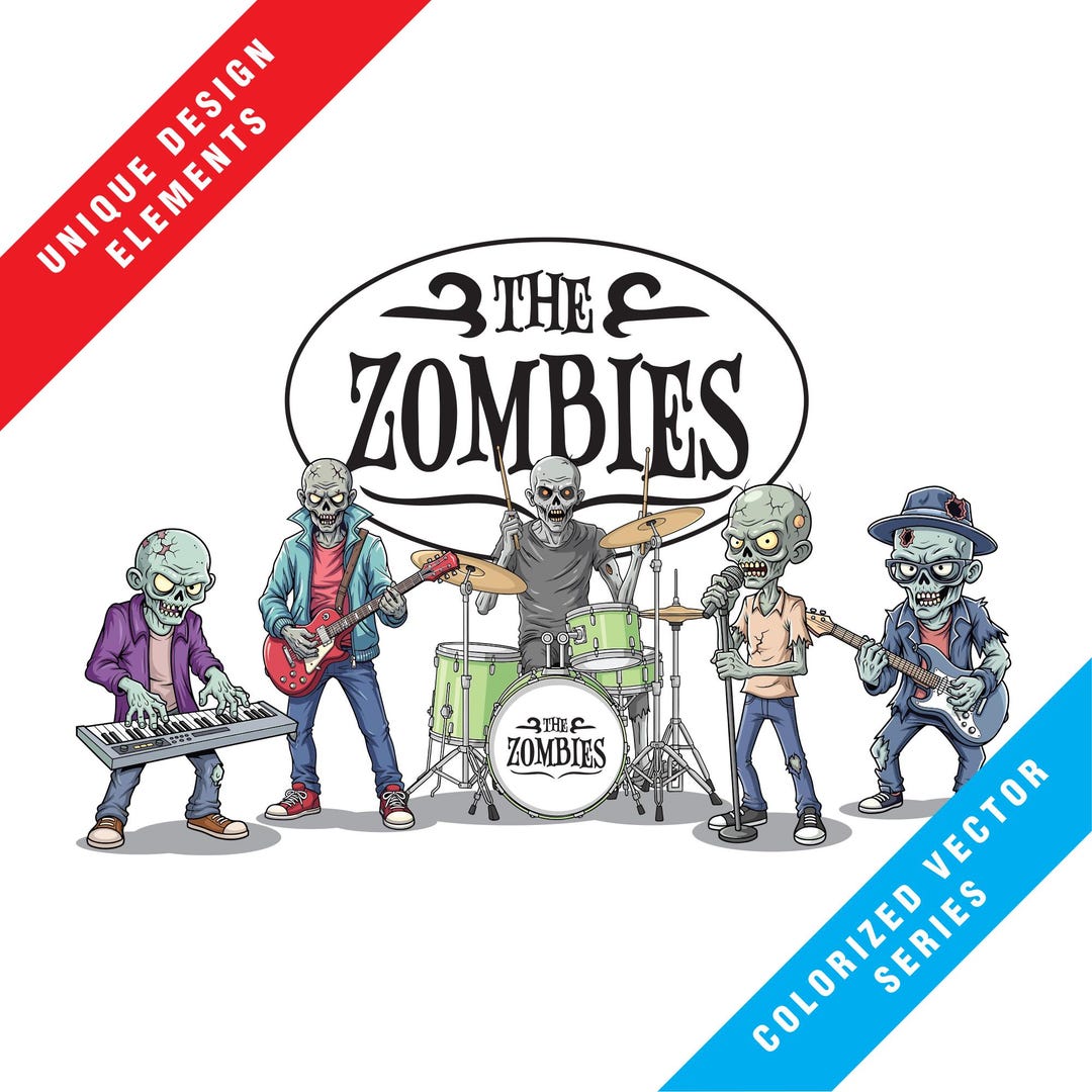 Zombie Musical Group Clipart Bundle - Living Undead Colored Vector EPS ...