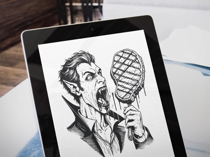 Vampire Eating Steak Clipart: Halloween Illustration (EPS, SVG, PNG) - Etsy