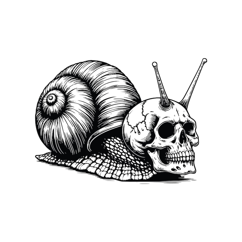 Snail Skull Vector Clipart: Gothic Tattoo Design (AI, PNG, SVG) - Etsy