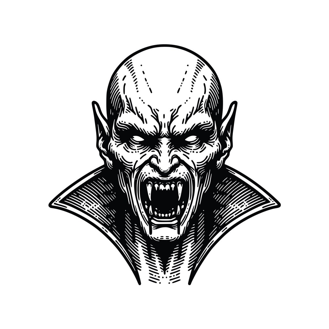 Bald Vampire Clipart, AI, PNG, SVG Format Bundle, Original Vector ...