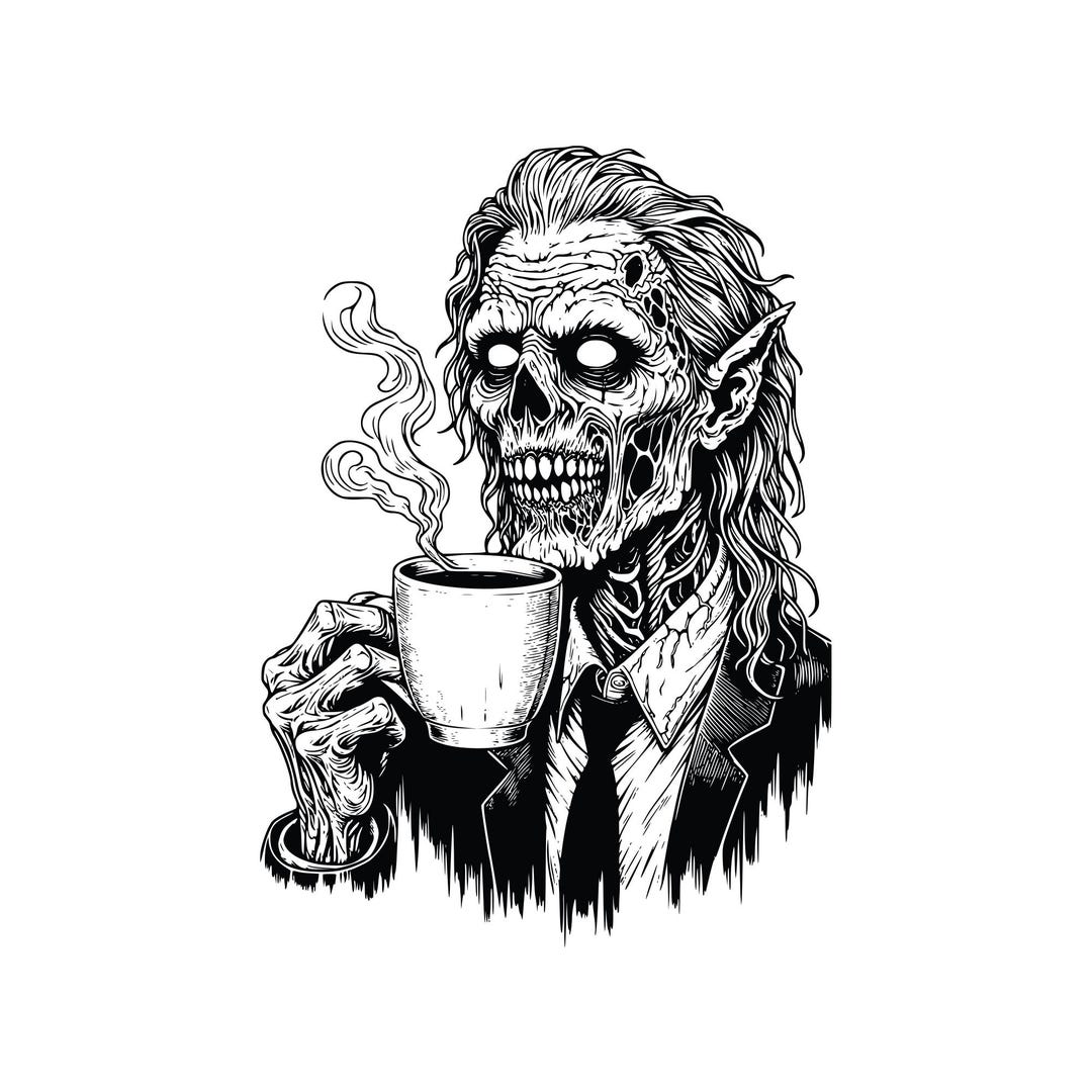 Creepy Coffee Ghoul Digital AI, SVG, PNG, Clipart Pack for Halloween ...