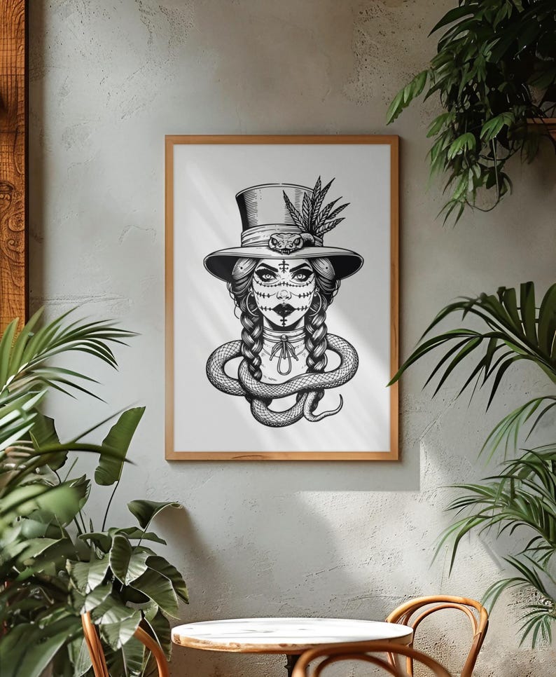 Voodoo Priestess Serpent Clipart: Mystical Gothic Illustration (digital ...