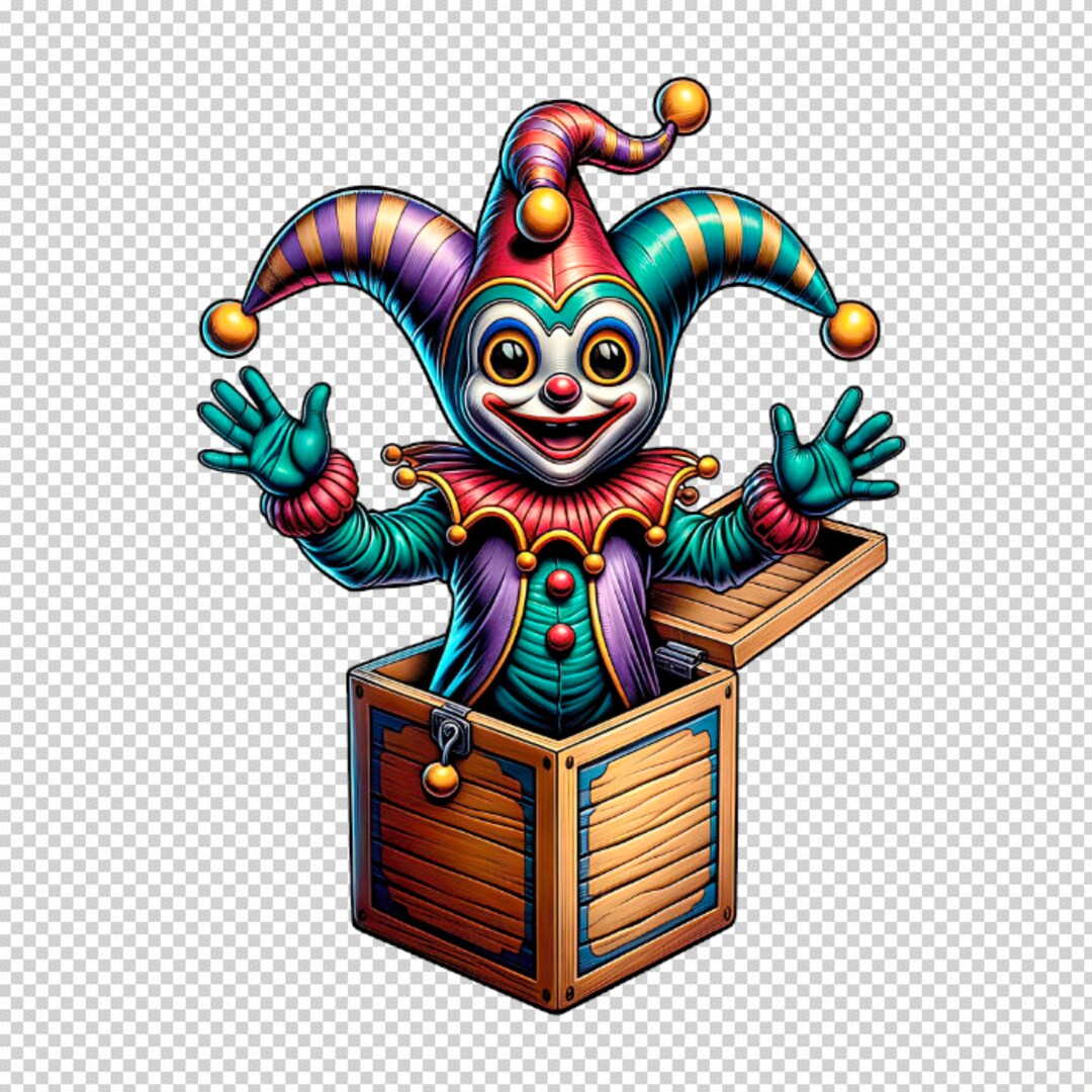 Vintage Style Jack in the Box PNG Graphic - Digital Download, Adorable ...