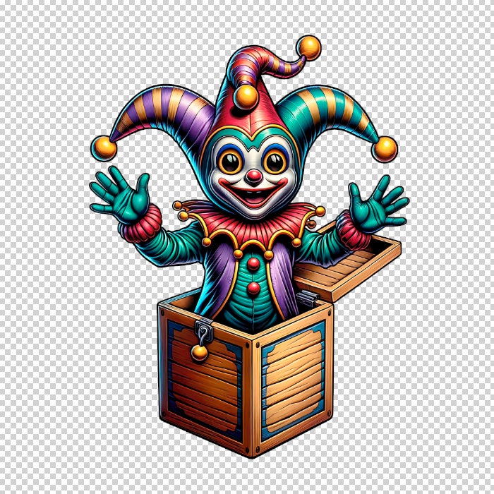 Vintage Style Jack in the Box PNG Graphic - Digital Download, Adorable ...