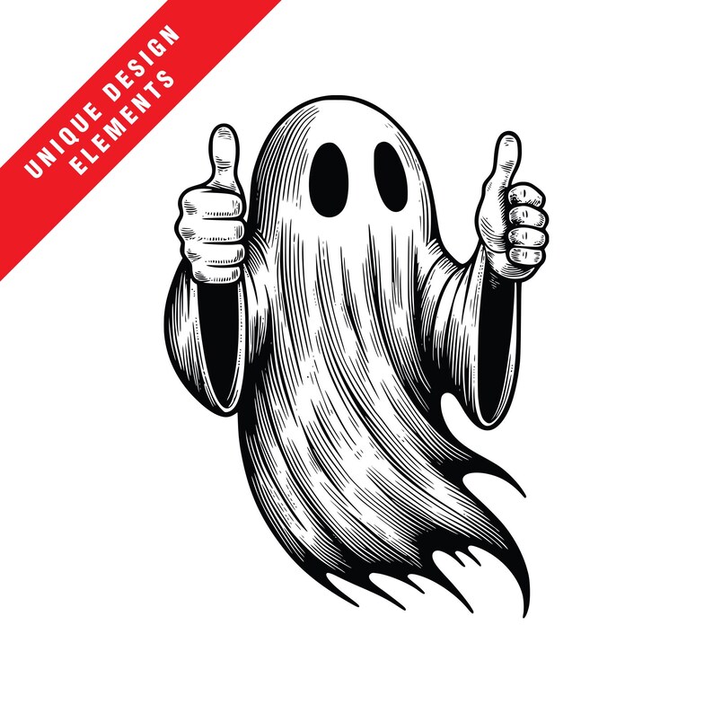 Spooky Ghost Thumbs up Clipart Bundle: Halloween Vector Graphics ...