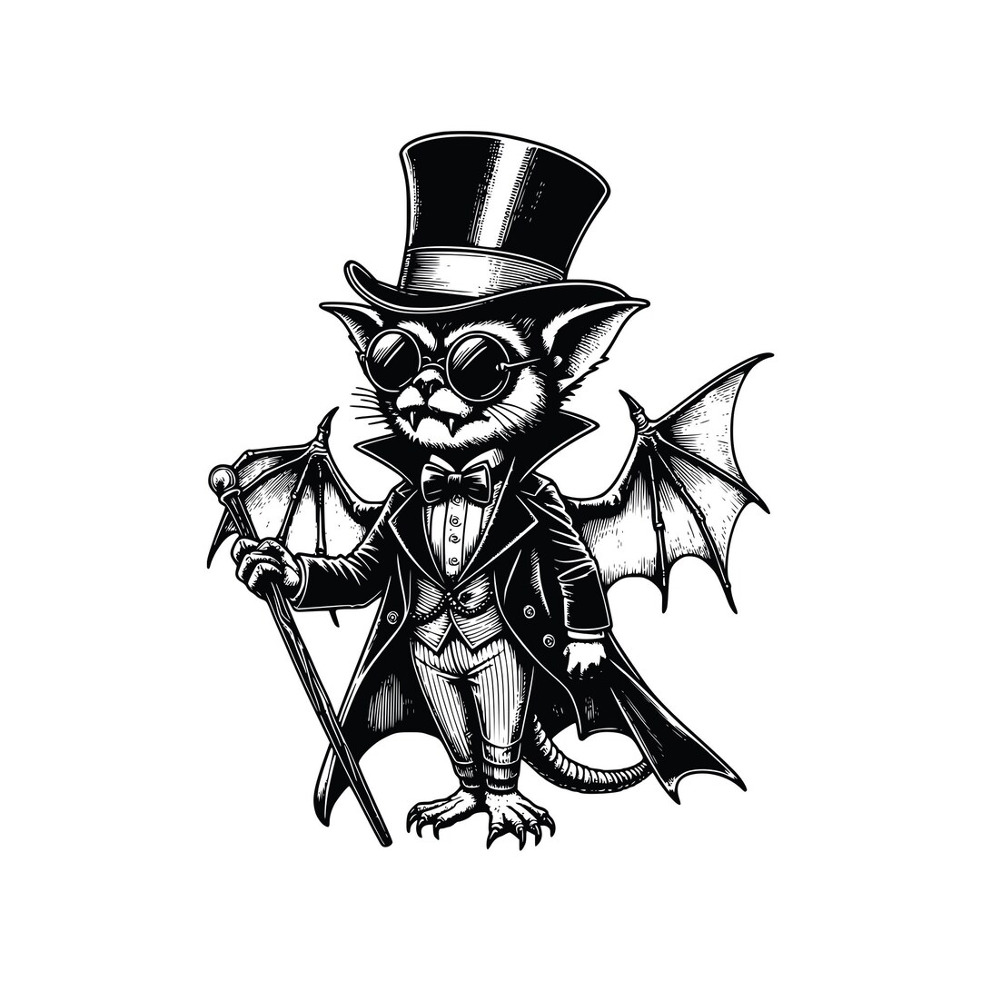 Gothic Vampire Bat Clipart: Elegant Halloween Vector Art (EPS, SVG, PNG ...