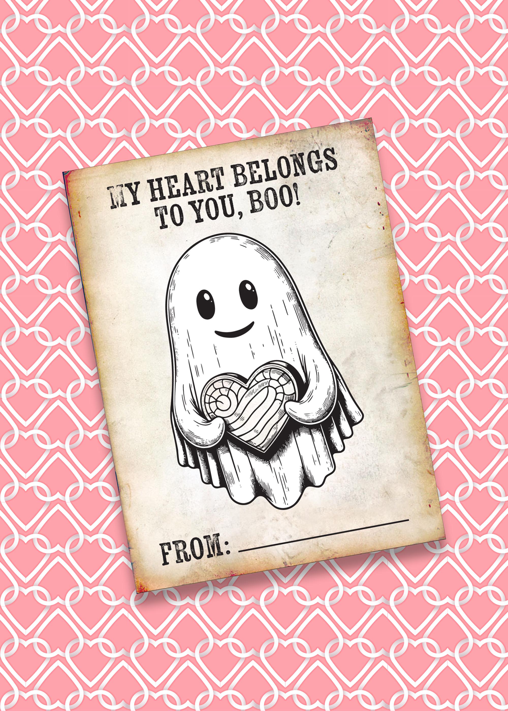 Ghost Valentine Cards: Spooky Love Notes, Classroom Favors (instant ...
