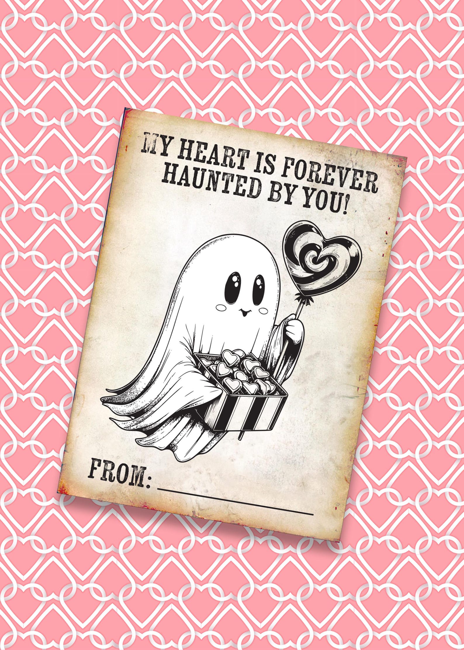 Ghost Valentine Cards: Spooky Love Notes, Classroom Favors (instant ...