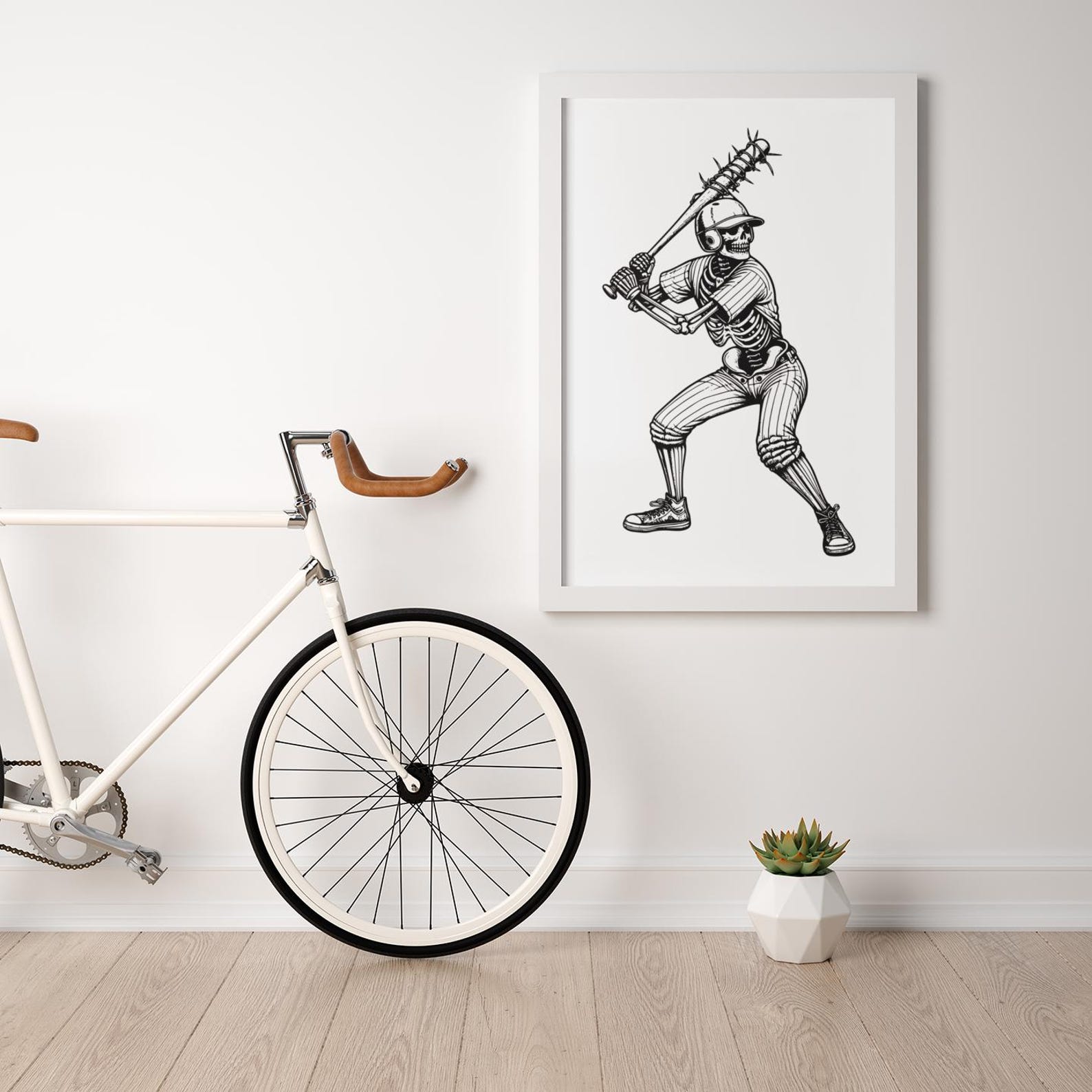 Vintage Baseball Skeleton Clipart: Barb Wire Bat, Gothic Sports Art ...