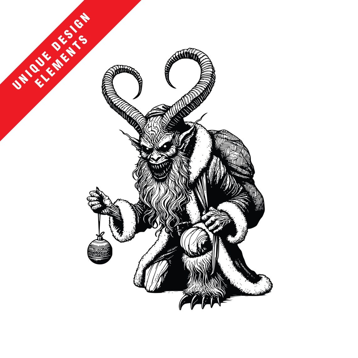 Spooky Krampus Clipart: Original Vector Illustration (EPS, SVG, PNG) - Etsy