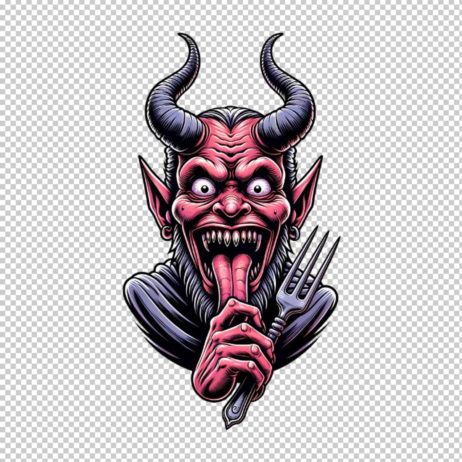 Hellish Satan Character PNG Illustration - Instant Download, Sinister ...