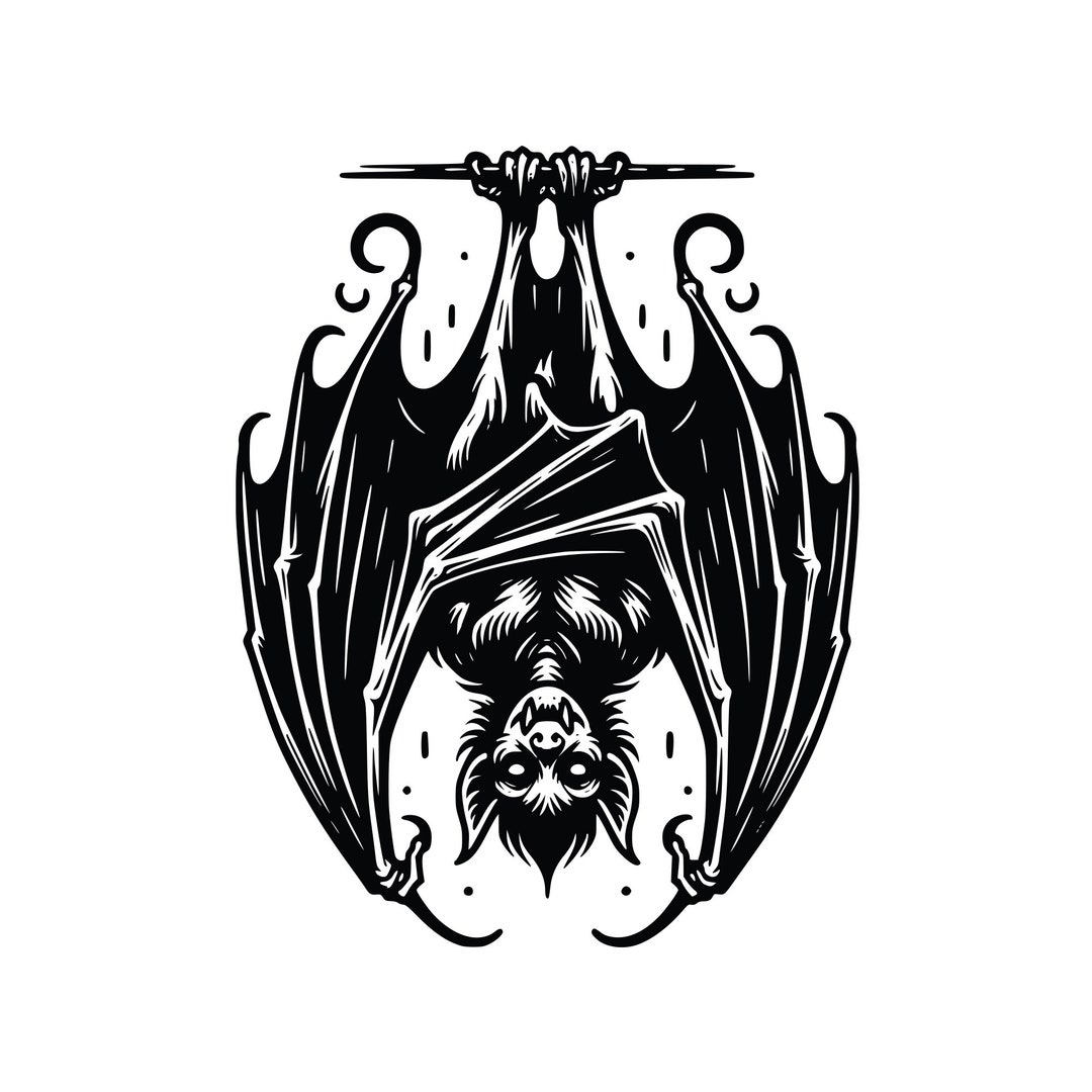 Hanging Bat Vector Clipart: Spooky Halloween Graphic (digital Download ...