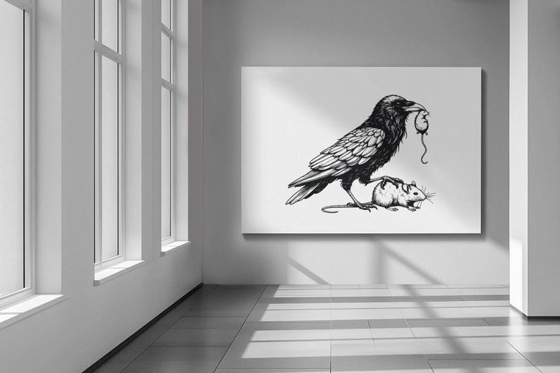 Elegant Raven With Prey EPS, SVG, PNG, Illustration, Mystical Bird and ...