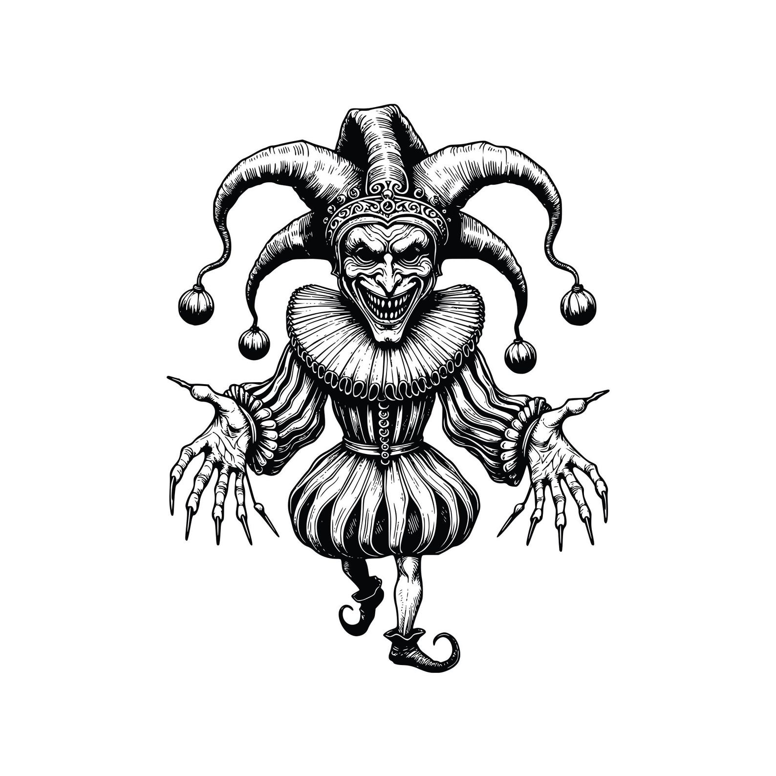 Spooky Creepy Jester EPS, SVG, PNG Formatted Clipart Bundle for ...