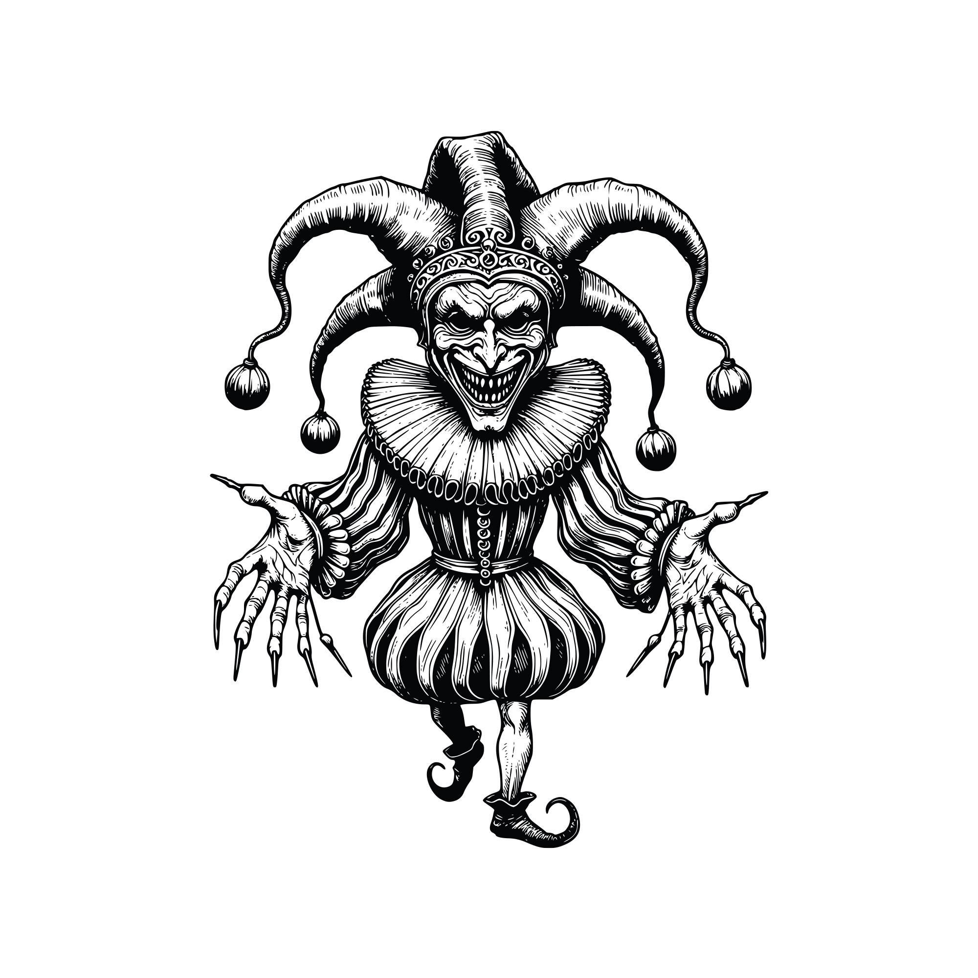 Spooky Creepy Jester EPS, SVG, PNG Formatted Clipart Bundle for ...