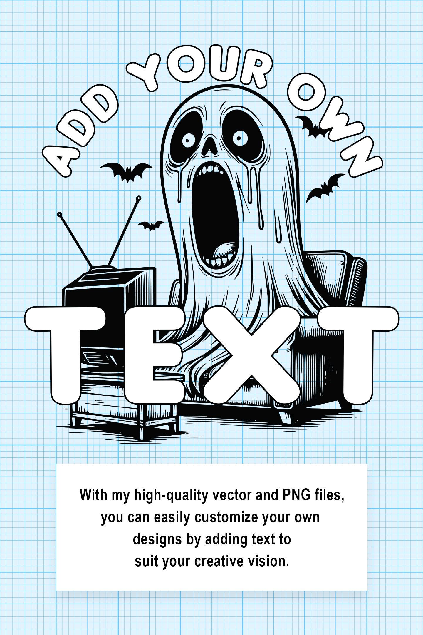 Spooky Ghost Watching Television Clipart Set - EPS, SVG, PNG Bundle ...