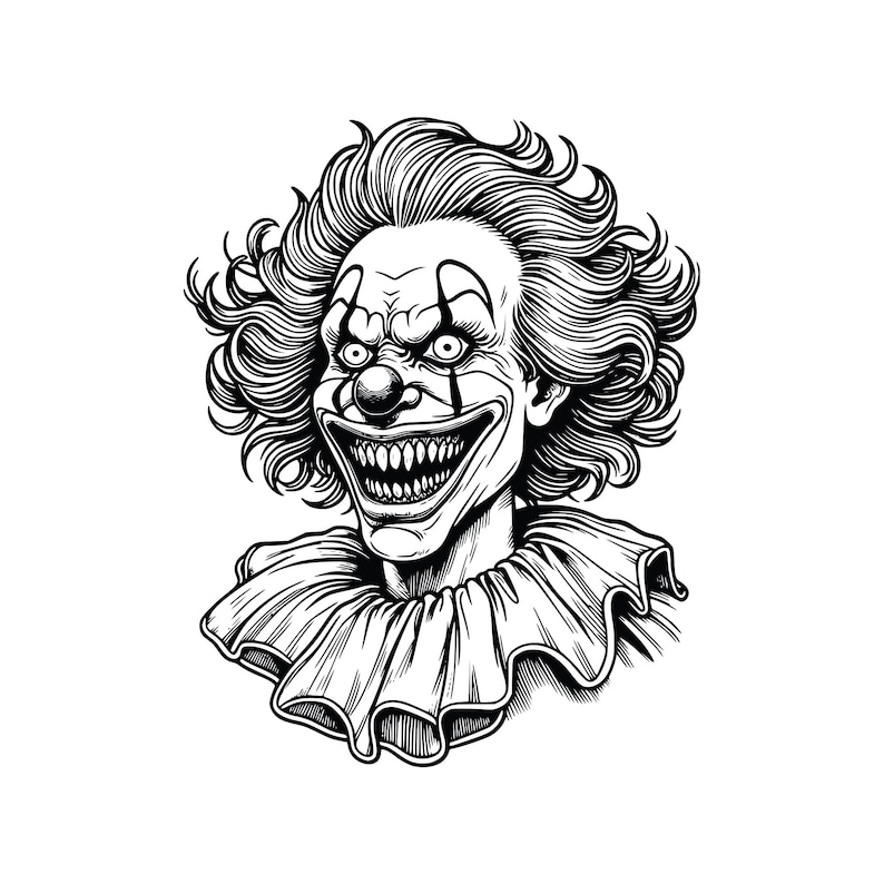 Creepy Clown Vector Clipart, Horror Graphics (PNG, SVG, AI) Bundle ...