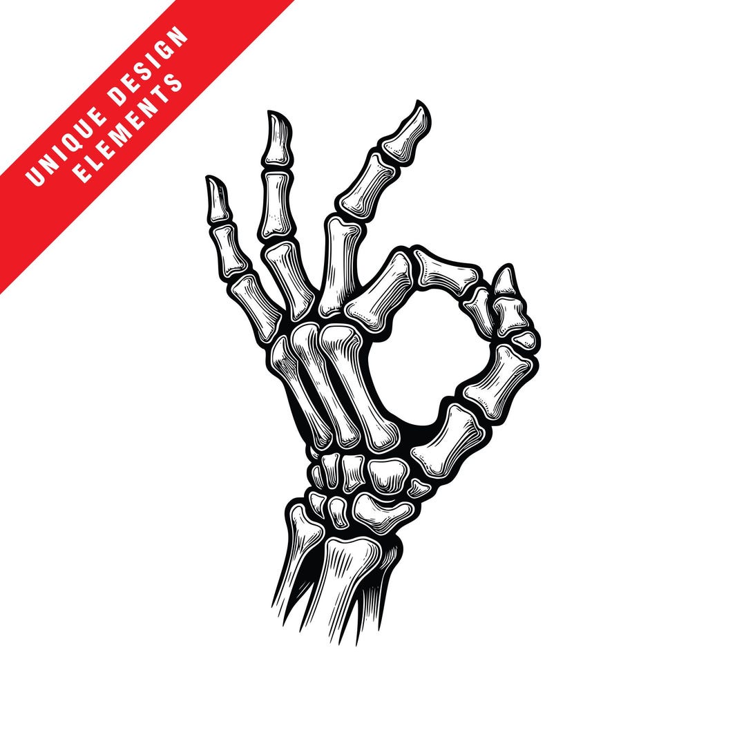 Skeleton Hand Ok Sign Vector Clipart Bundle - EPS SVG PNG Files ...