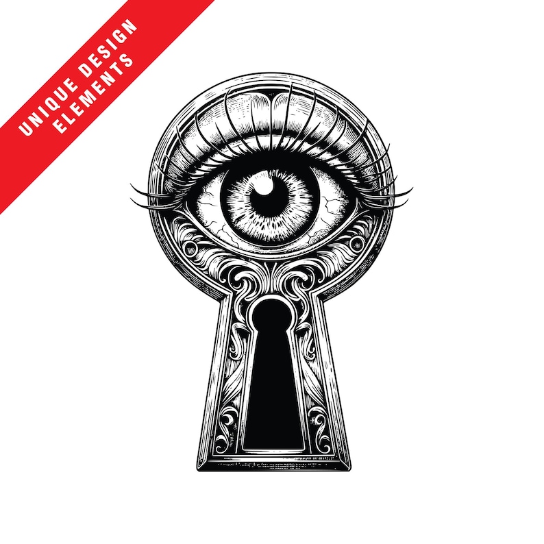 Retro Eye Keyhole Clipart: Gothic Vector Graphics (digital Download) - Etsy