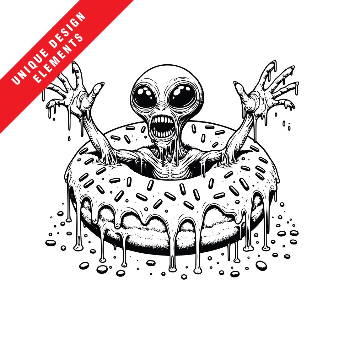 Scary Alien Popping Out of Donut Bundle - EPS, SVG, PNG Digital Clipart ...