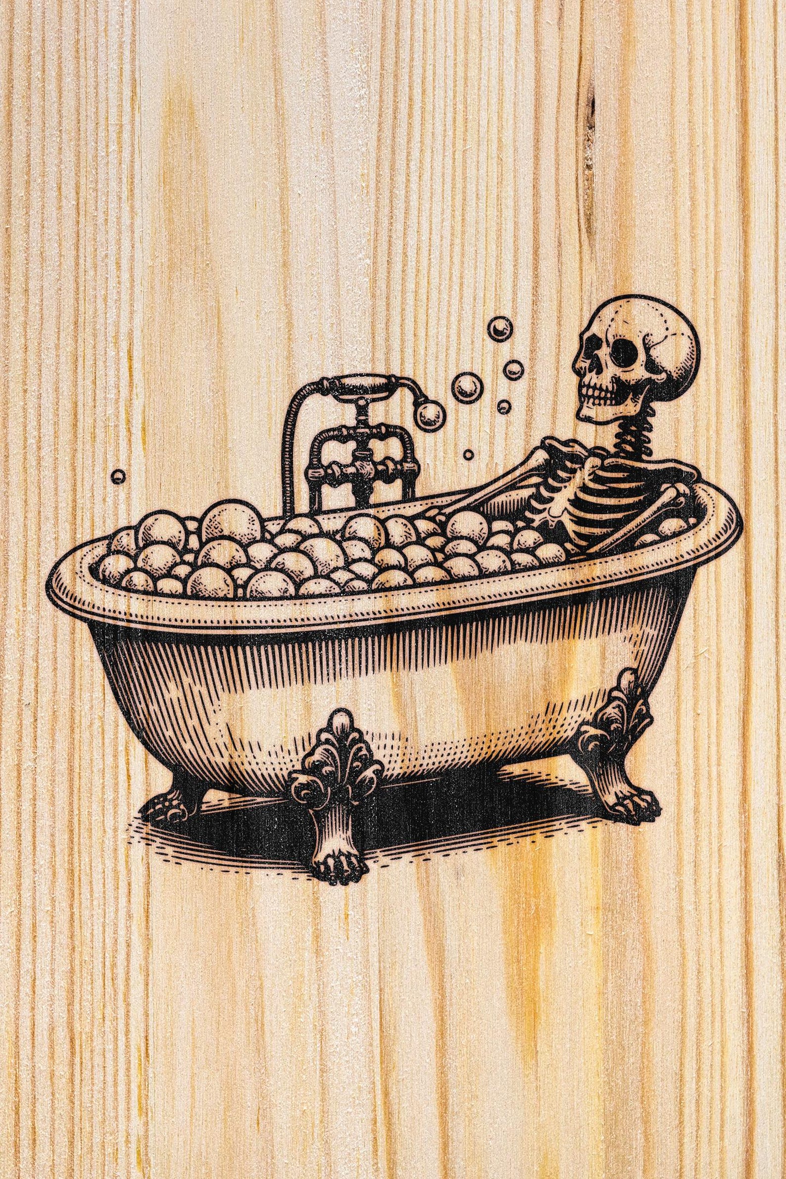 Vintage Skeleton Bubble Bath Clipart: Vector Illustration (digital ...