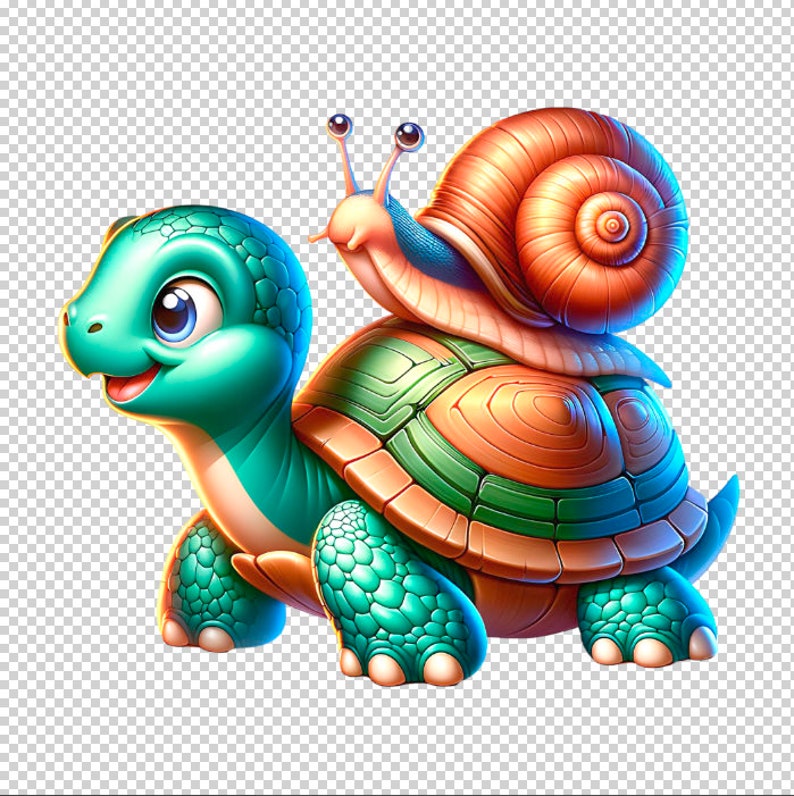 Turtle and Snail Clipart: High-res PNG Image (300 DPI) - Etsy