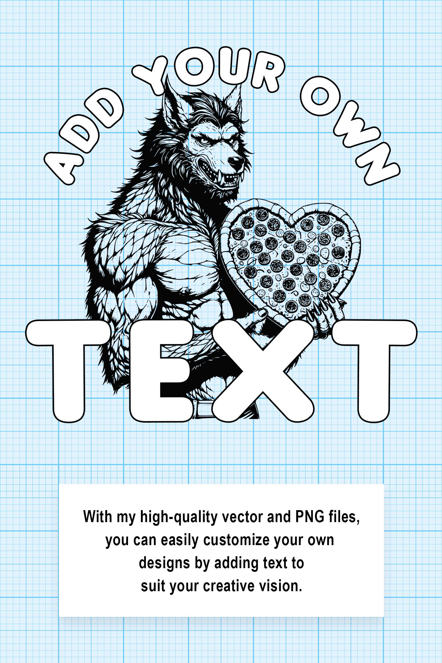 Werewolf Valentine Pizza Clipart: Heart Shaped Design (EPS, SVG, PNG ...
