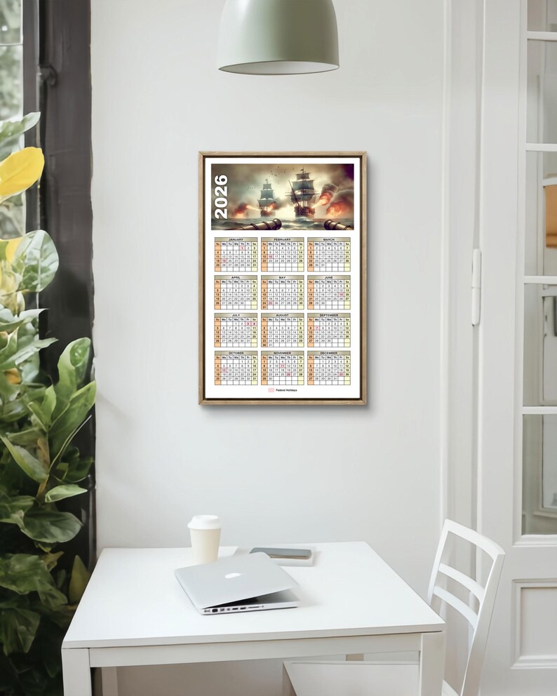 2026 Pirate Ship Battle Calendar - Instant PDF Digital Download ...