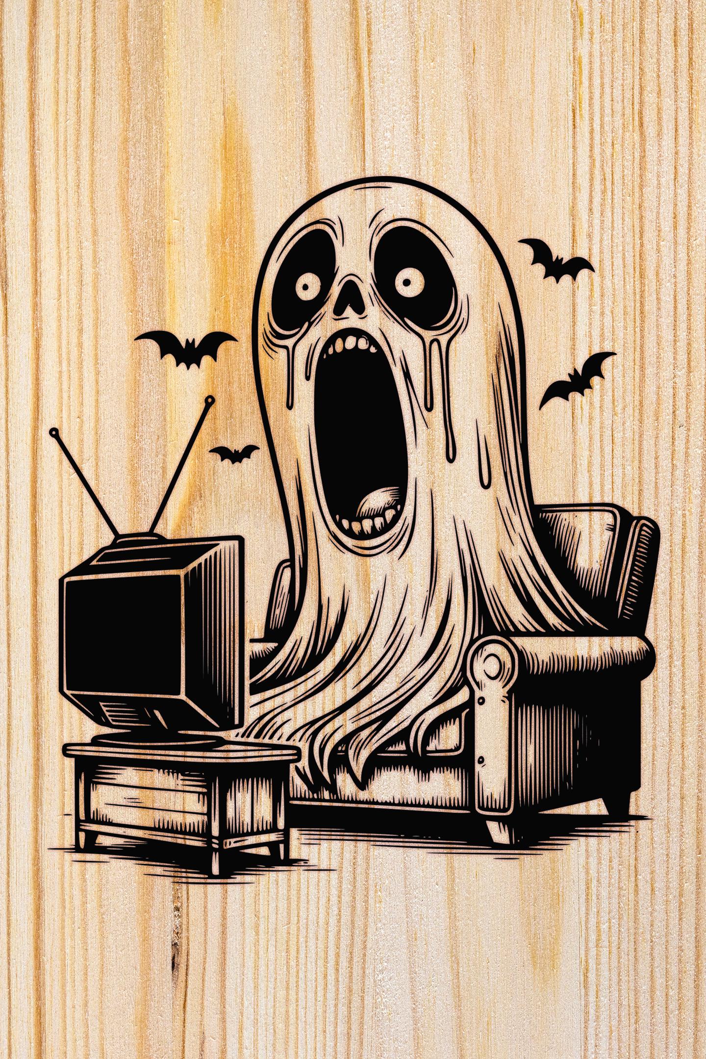 Spooky Ghost Watching Television Clipart Set - EPS, SVG, PNG Bundle ...