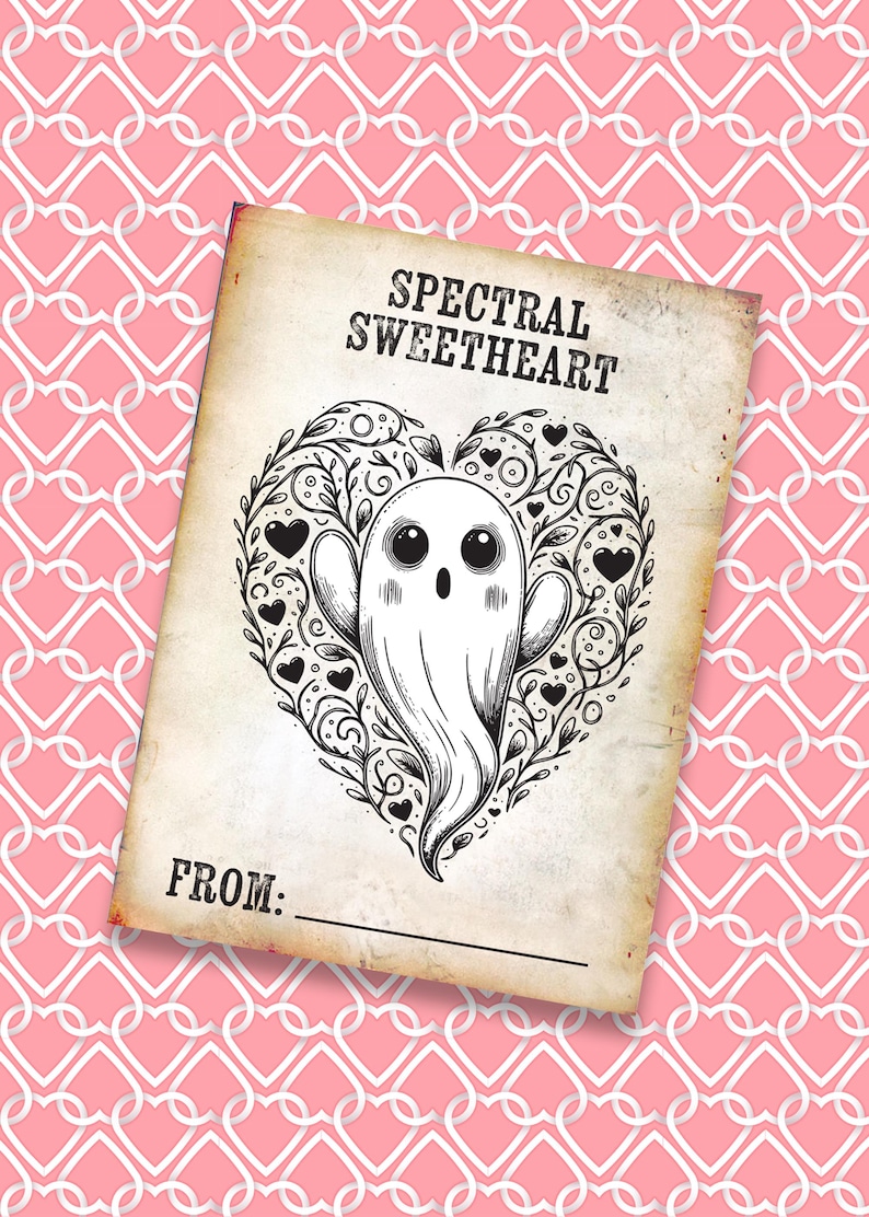 Ghost Valentine Cards: Spooky Love Notes, Classroom Favors (instant ...